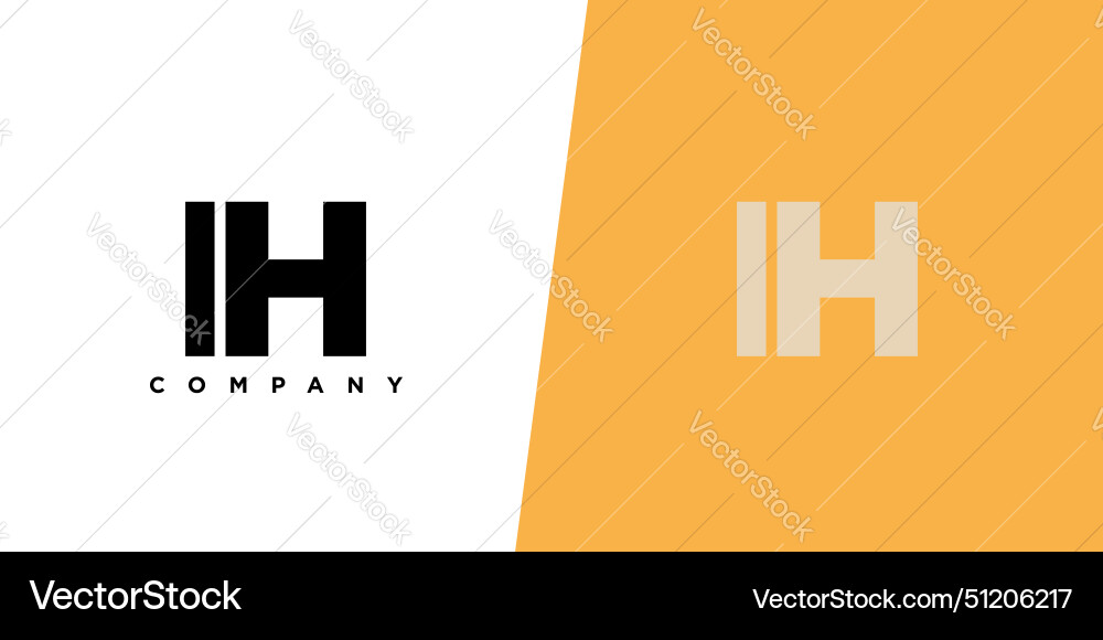 Letter i and h ih logo design template minimal Vector Image