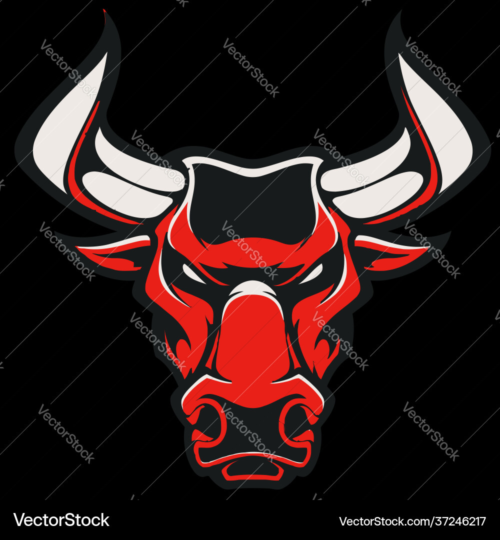 Bull Face Logo Bull Head Logo. Butcher Shop, Beef Meat Symbol. Cartoon