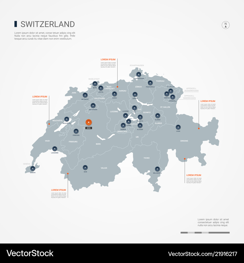 Switzerland infographic map Royalty Free Vector Image