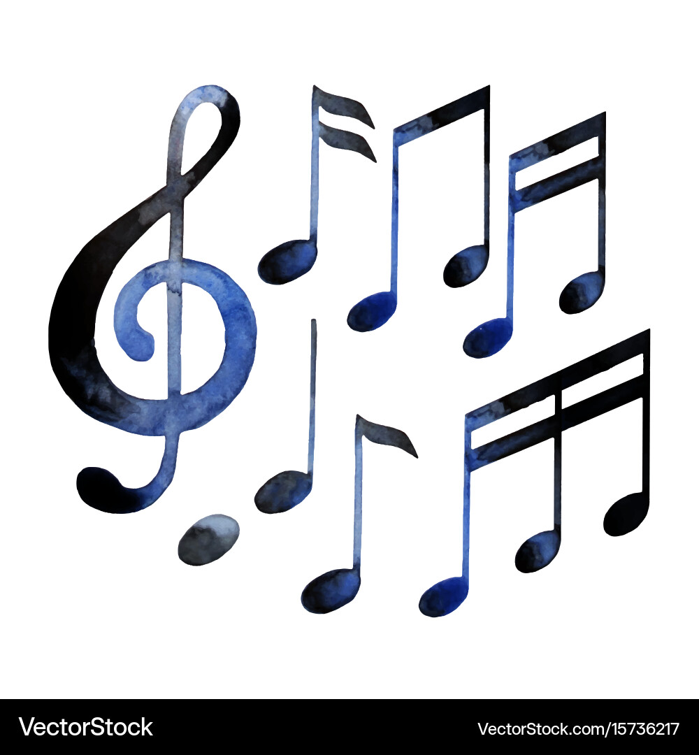 Watercolor musical notes Royalty Free Vector Image