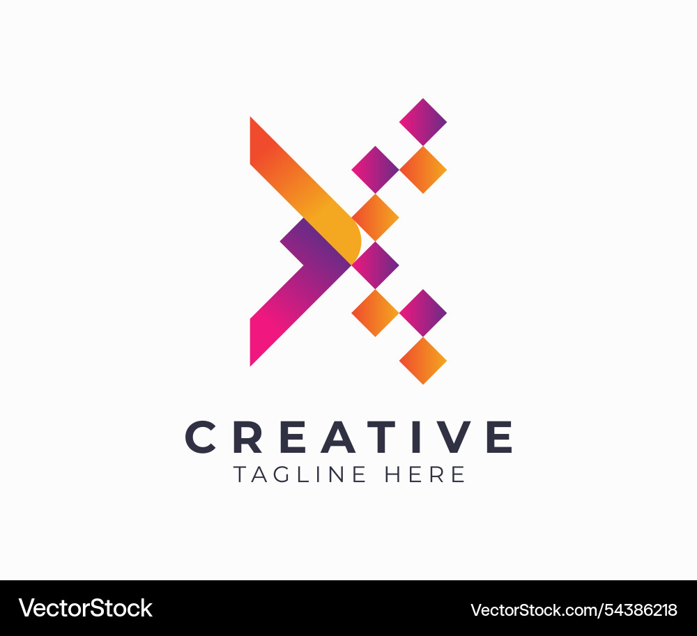 Abstract colorful x letter initial logo Royalty Free Vector