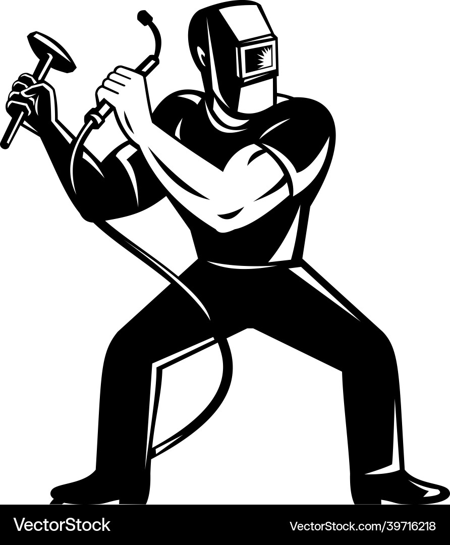 Arc welder welding torch front view retro black Vector Image