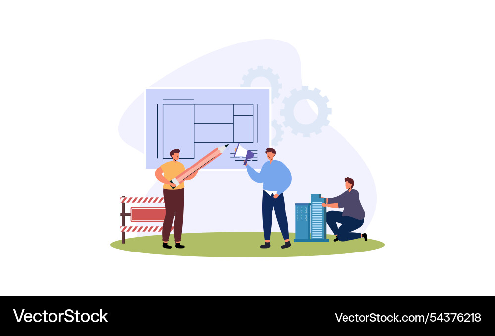 Building house process at construction site Vector Image