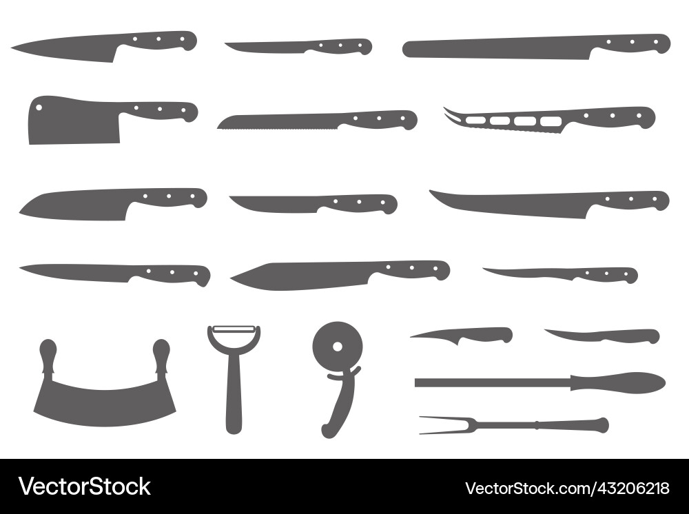 Chef knives set butcher meat cutting design Vector Image