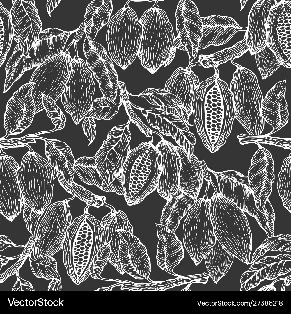 Cocoa seamless pattern chocolate beans Royalty Free Vector