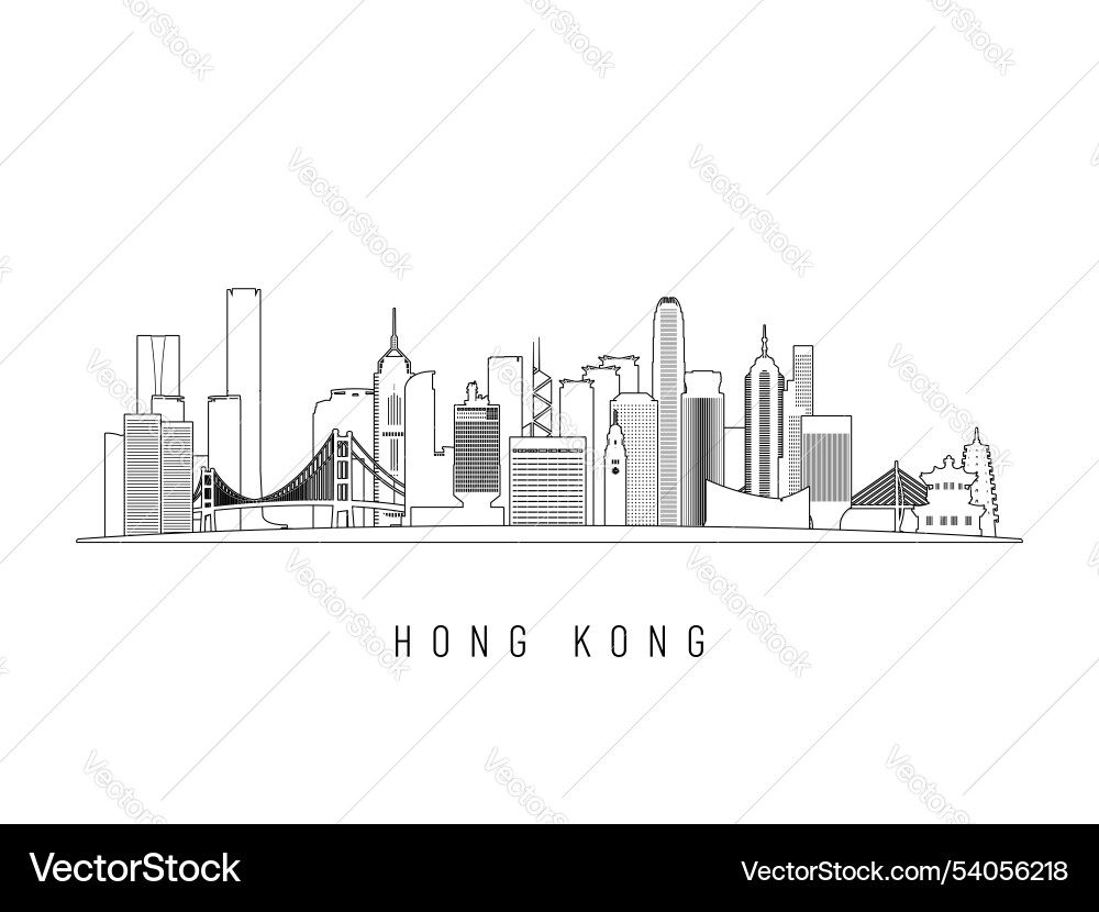 Detailed hong kong skyline Royalty Free Vector Image