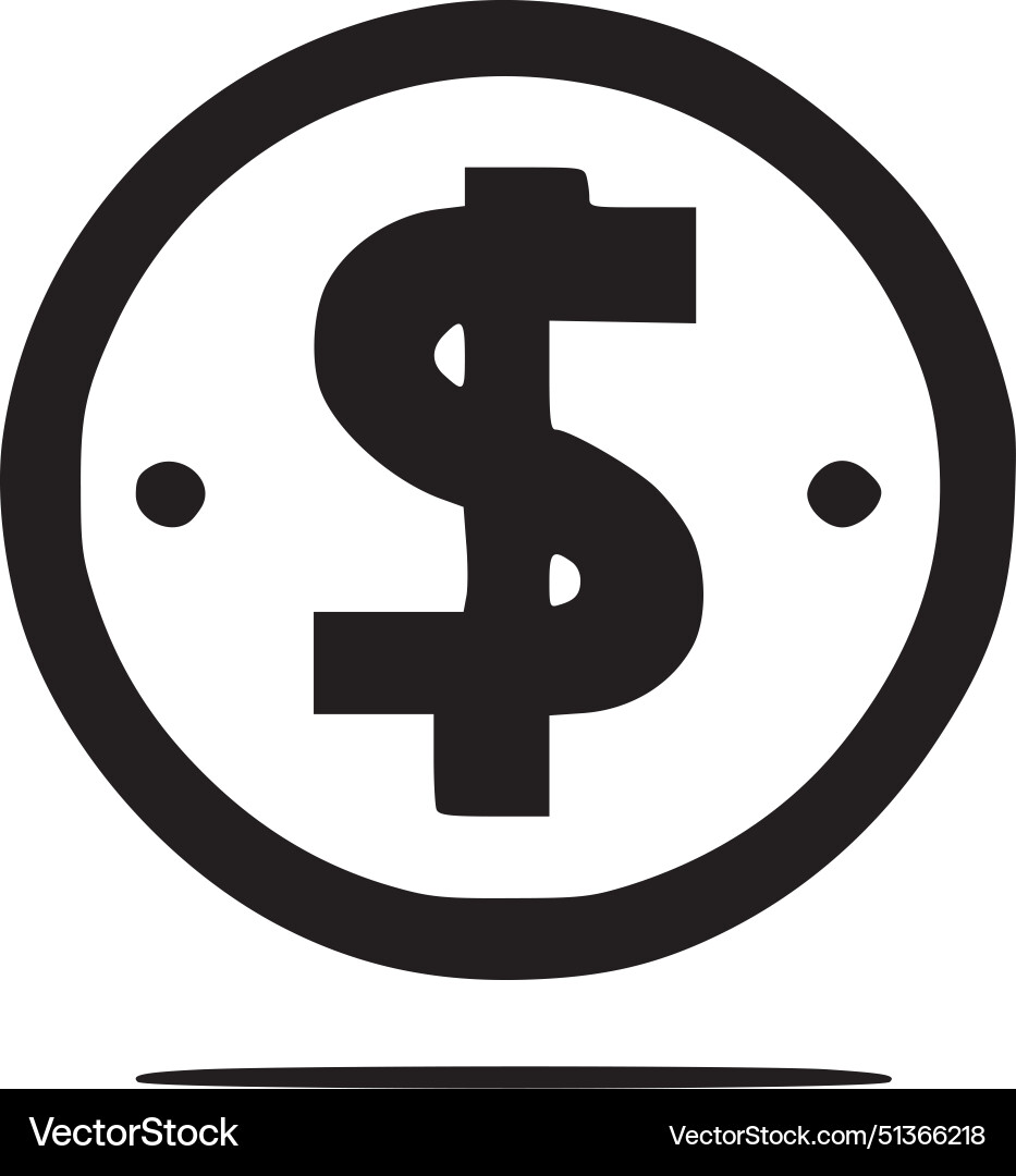 Dollar sign - black and white isolated icon Vector Image
