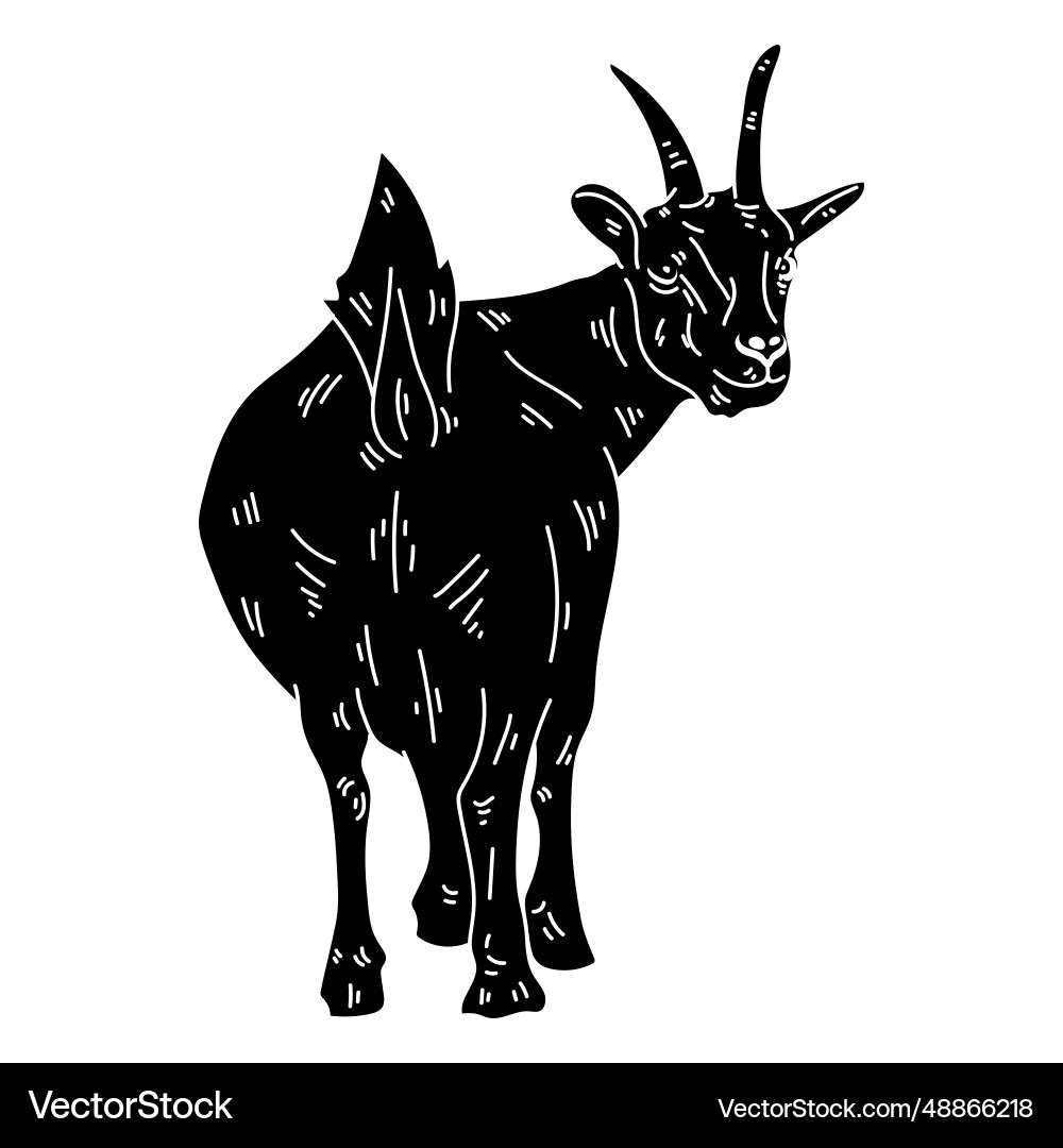 Goat rear view silhouette Royalty Free Vector Image