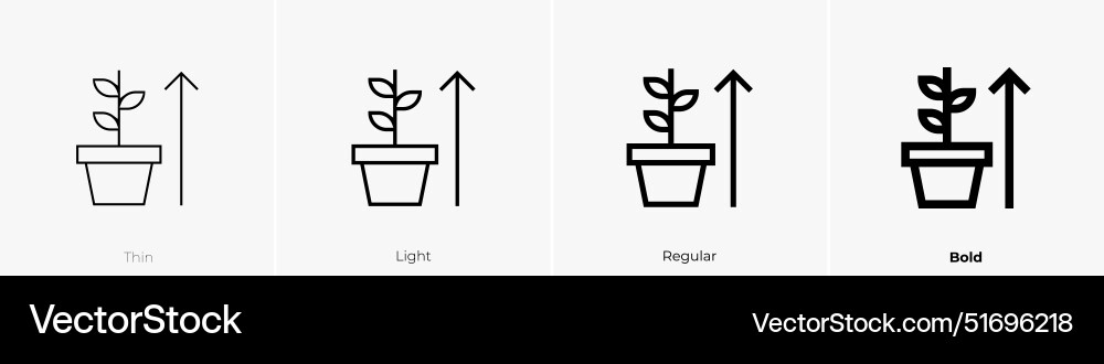 Grow icon thin light regular and bold style Vector Image
