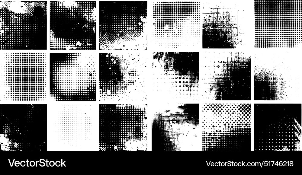 Halftone rectangles black ink set squares Vector Image