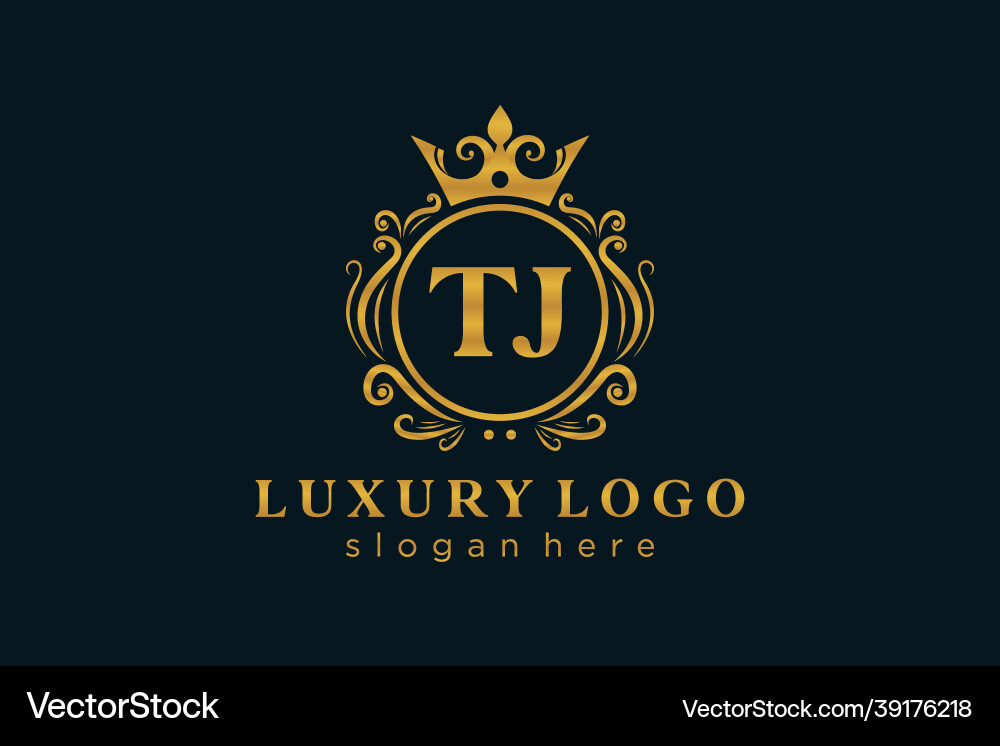 Initial tj letter royal luxury logo template Vector Image