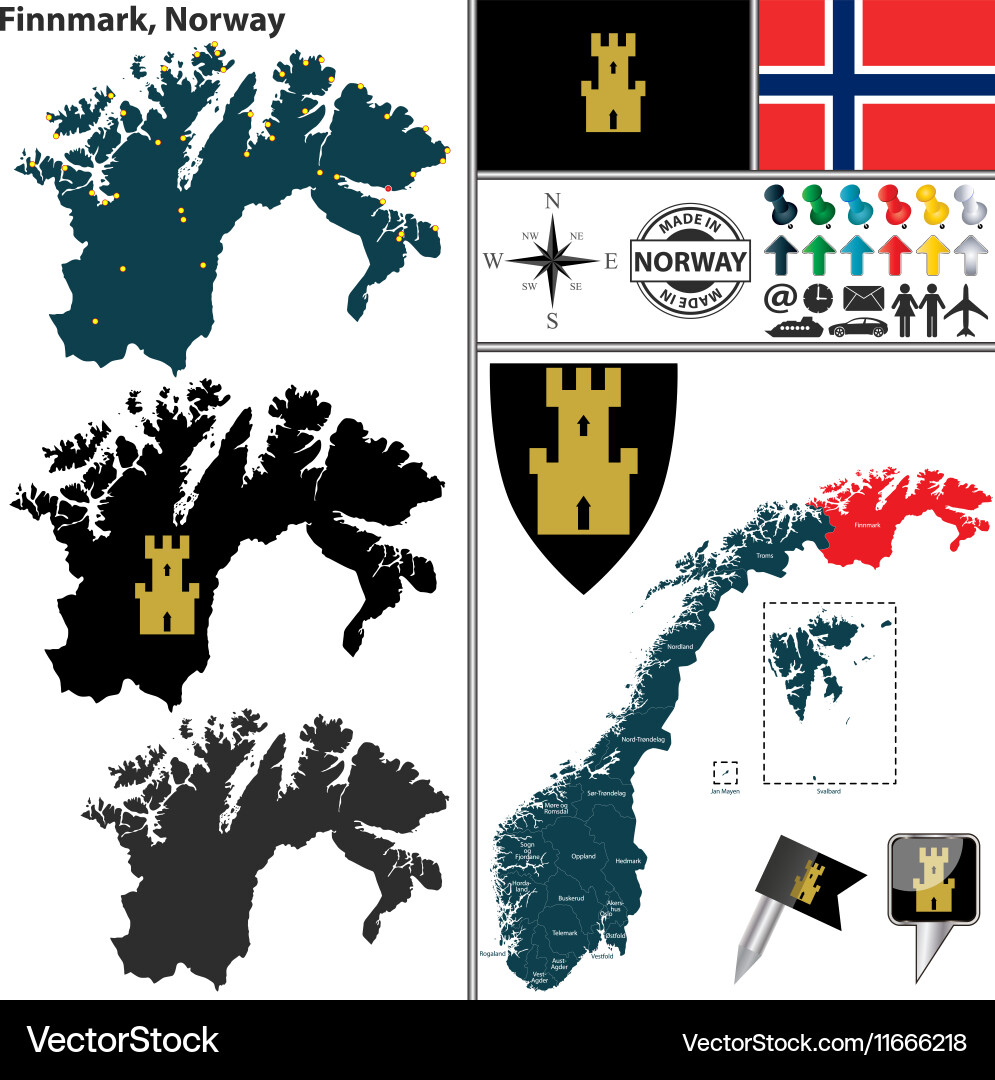 Map of finnmark Royalty Free Vector Image - VectorStock