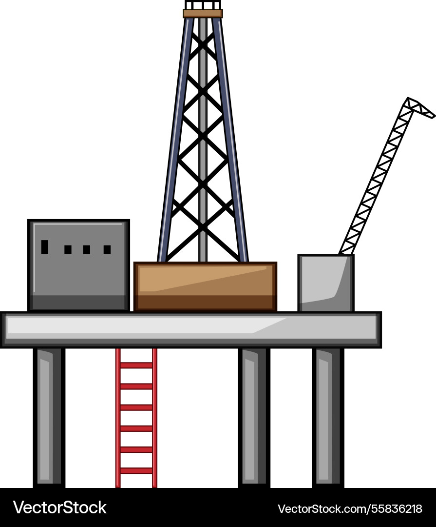 Offshore oil rig cartoon Royalty Free Vector Image