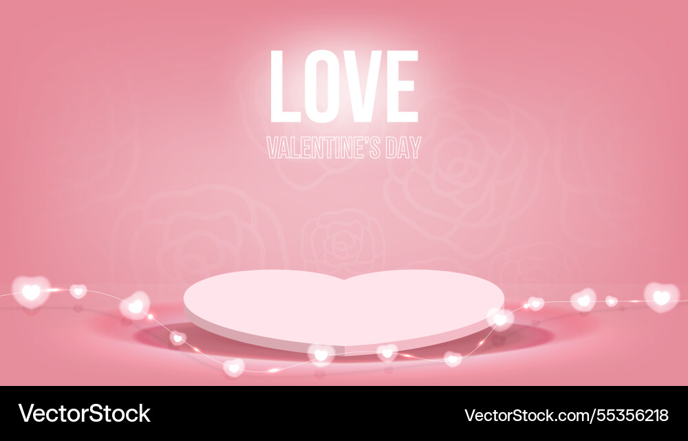Pink heart base with light decorative on rose Vector Image