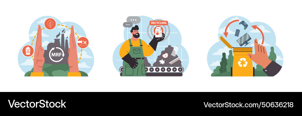 Recycling set modern waste management practices Vector Image