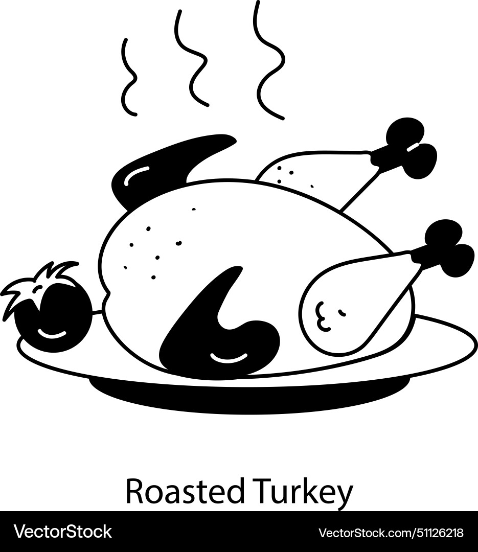 Roasted turkey Royalty Free Vector Image - VectorStock