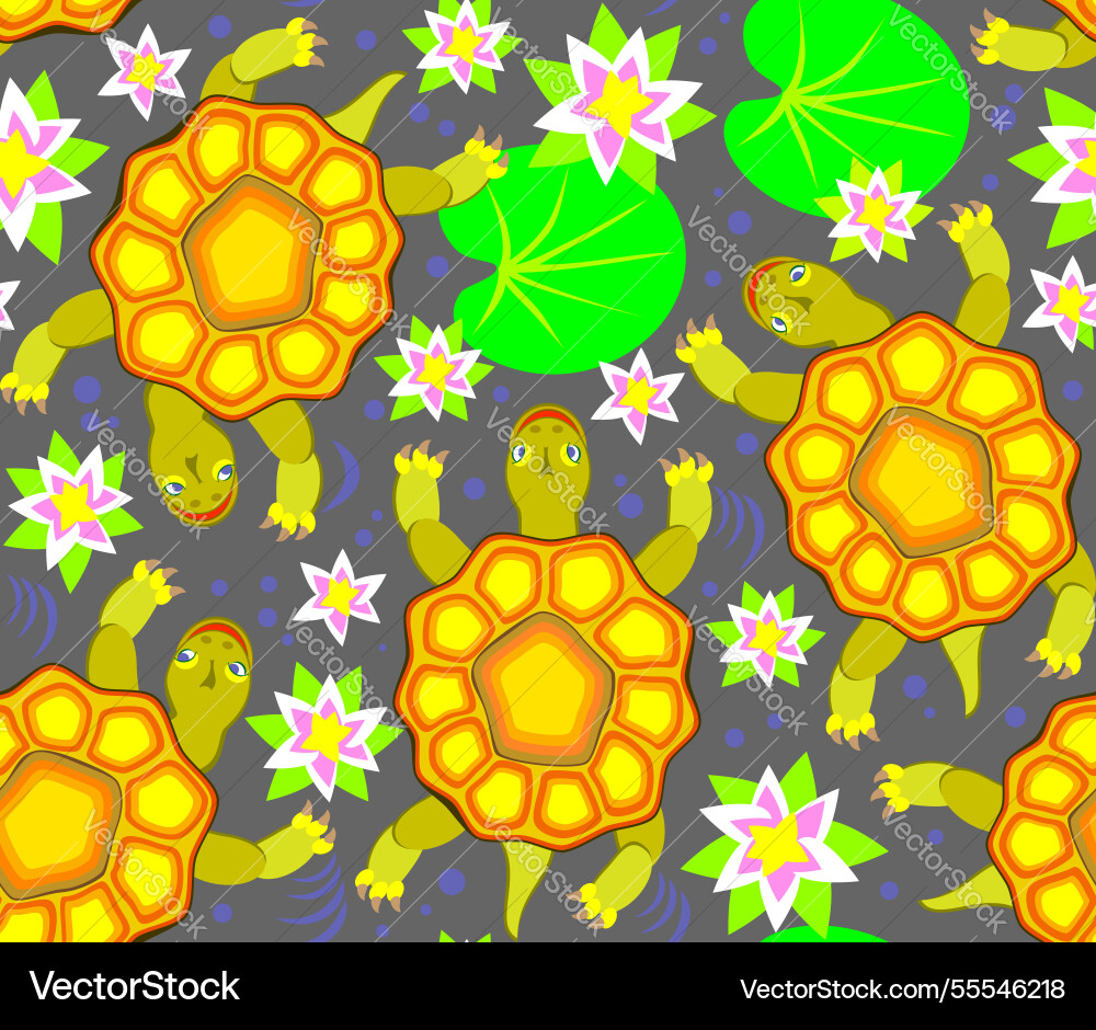 Seamless pattern ornament with funny turtles Vector Image