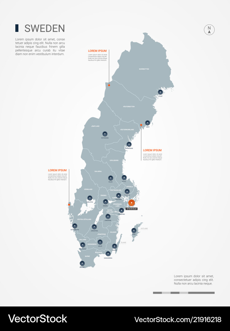 Sweden infographic map Royalty Free Vector Image