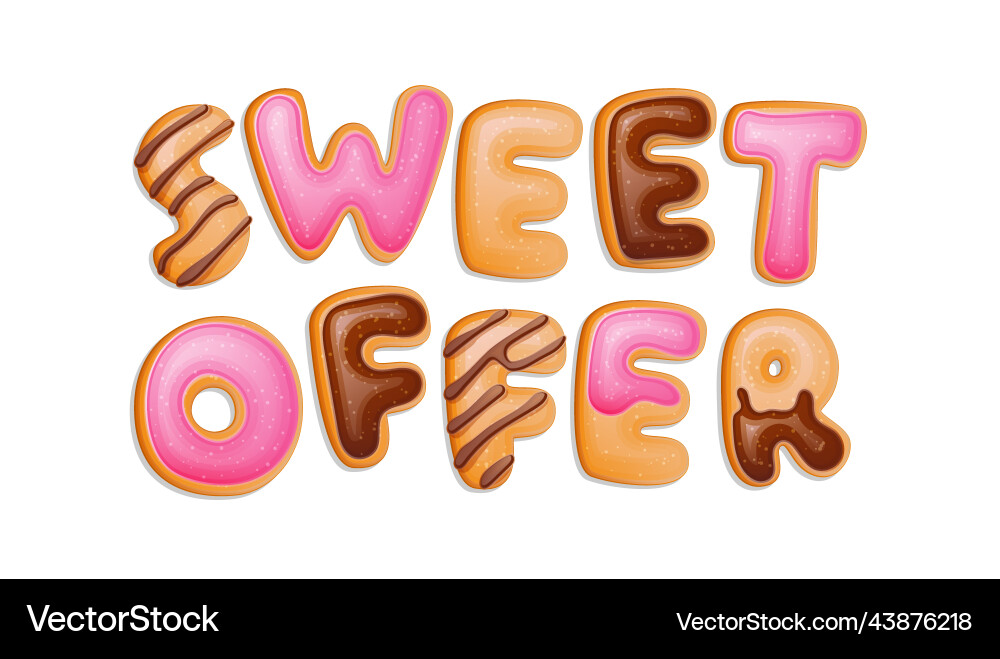 Sweet offer - donut lettering design element Vector Image