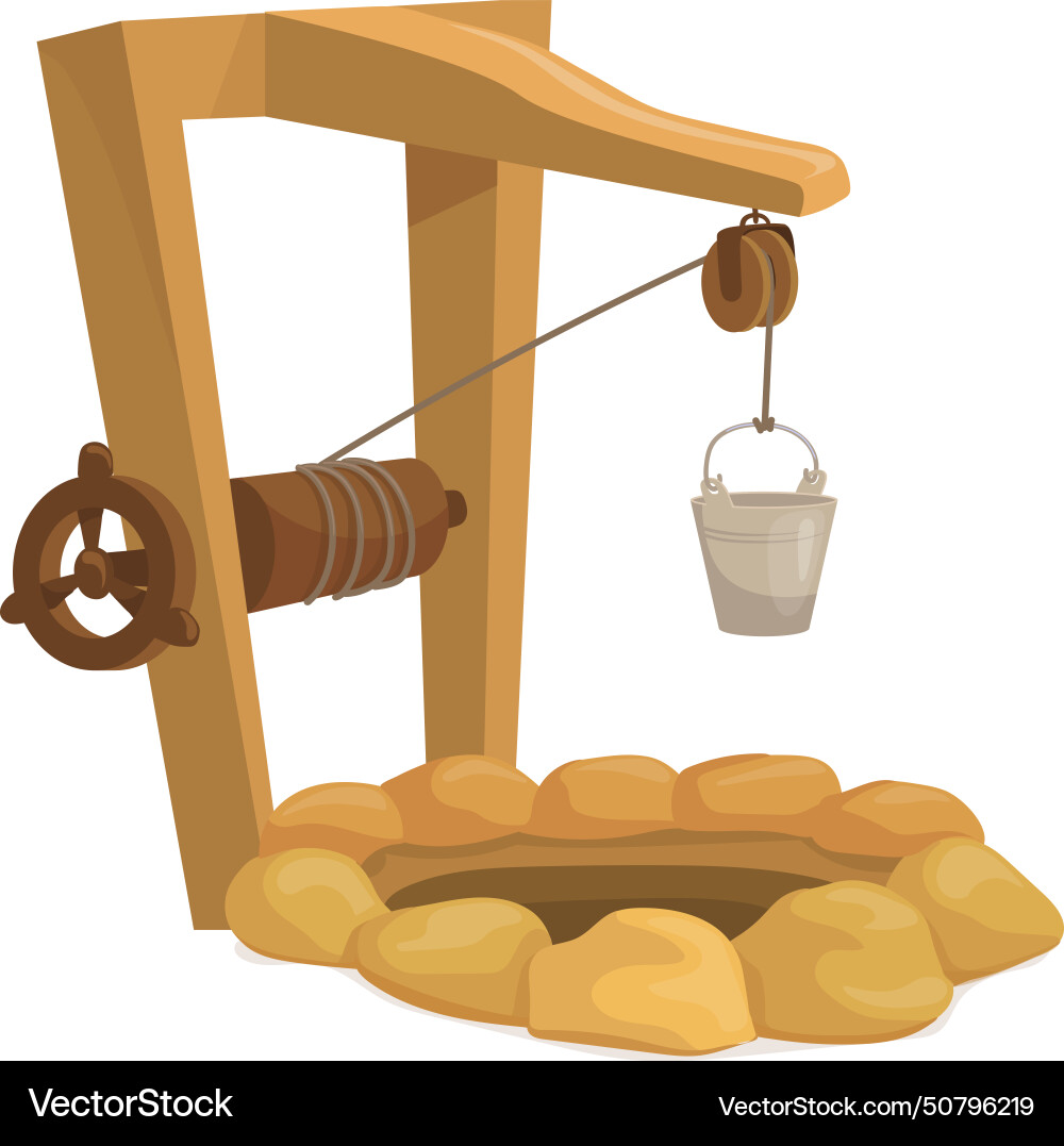 Ancient well cartoon icon stone countryside Vector Image