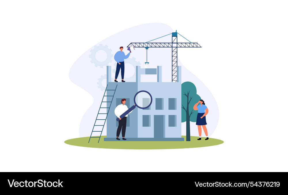 Building house process at construction site Vector Image