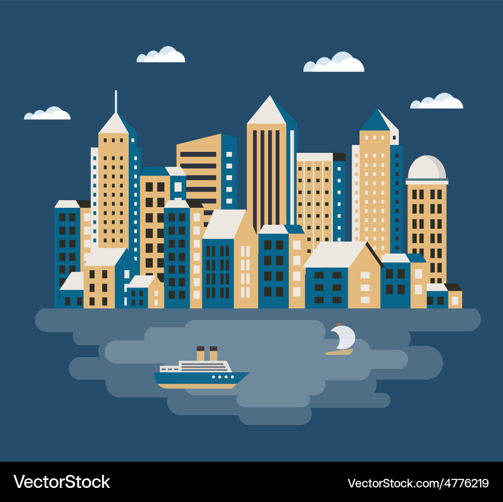 City flat Royalty Free Vector Image - VectorStock