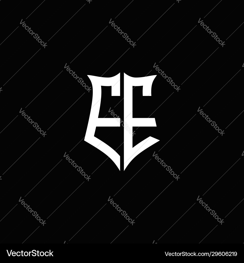 Ee monogram letter logo ribbon with shield style Vector Image