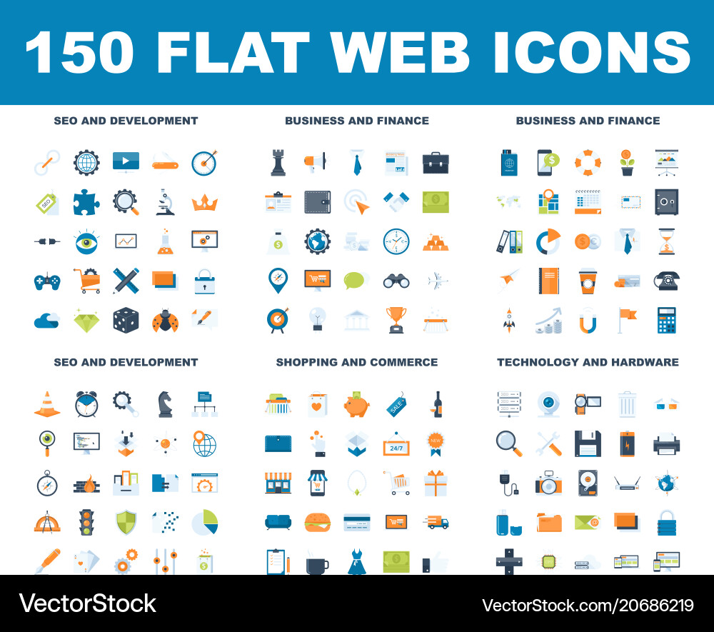 Flat web icons Royalty Free Vector Image - VectorStock