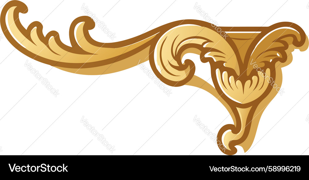 Golden ornate scrollwork flourish decorative Vector Image