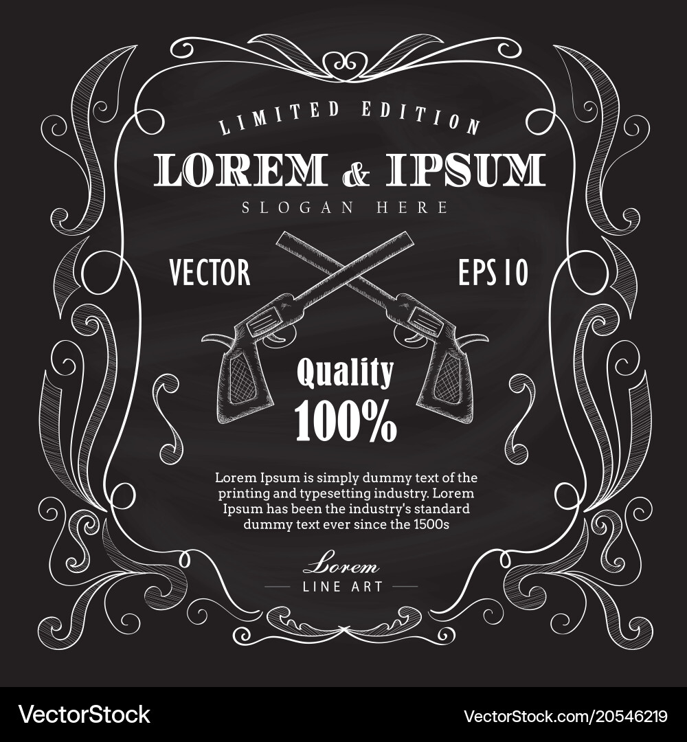 Hand drawn frame vintage label chalkboard Vector Image