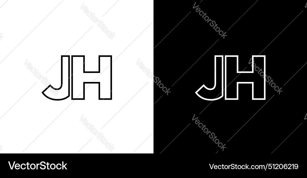 Letter j and h jh logo design template minimal Vector Image