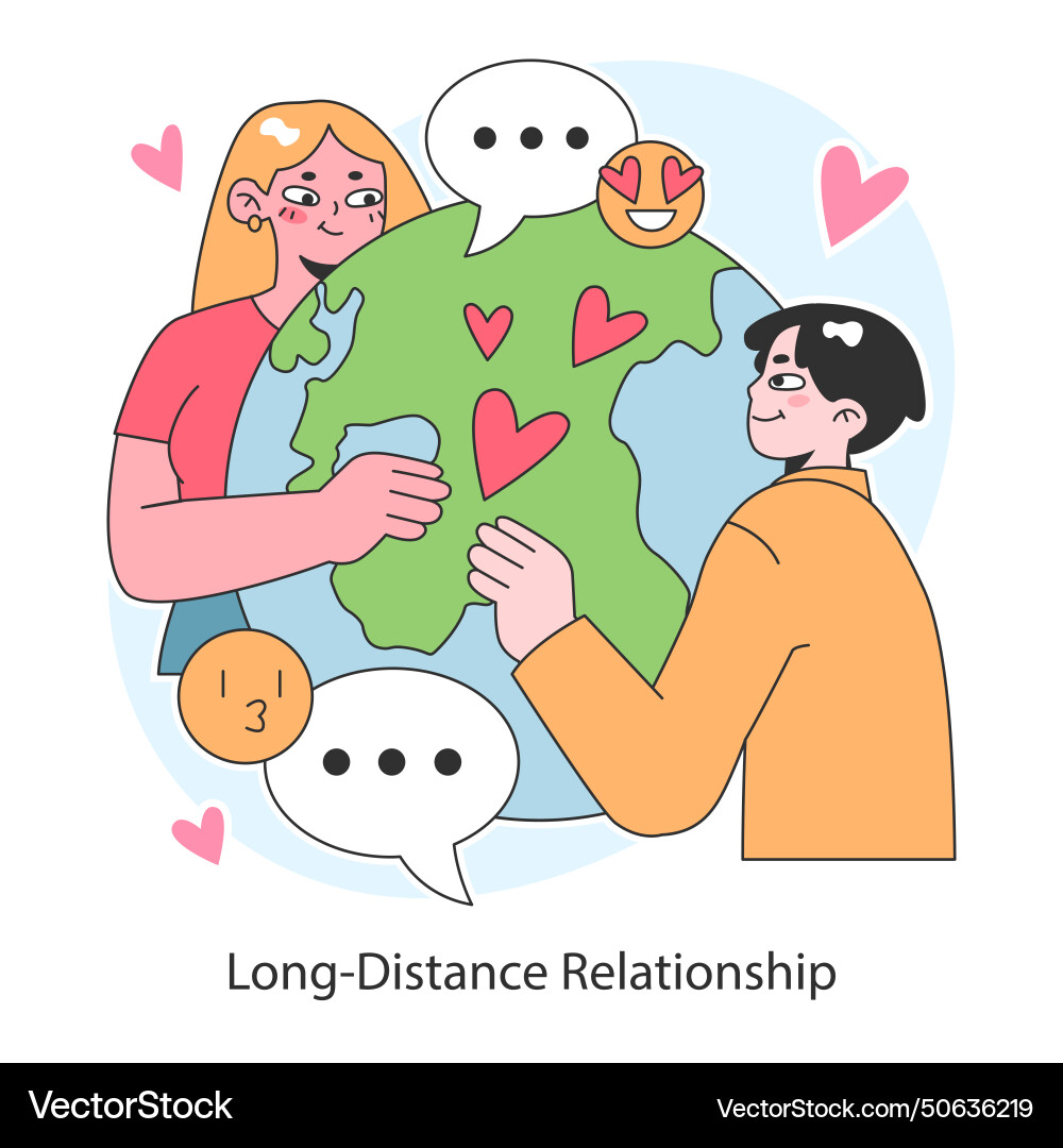 Long-distance relationship couple remote Vector Image