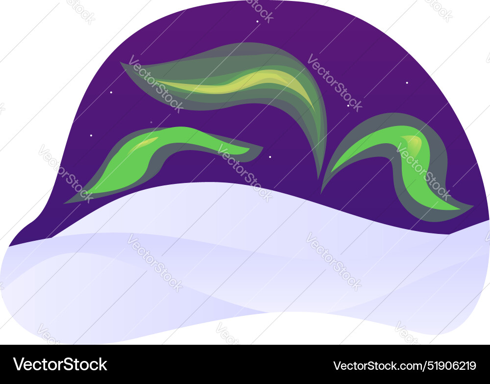 Northern lights shining over snowy landscape Vector Image