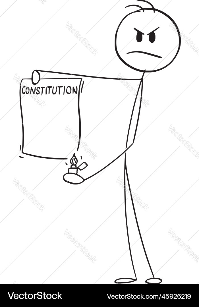Person burning constitution cartoon stick figure Vector Image