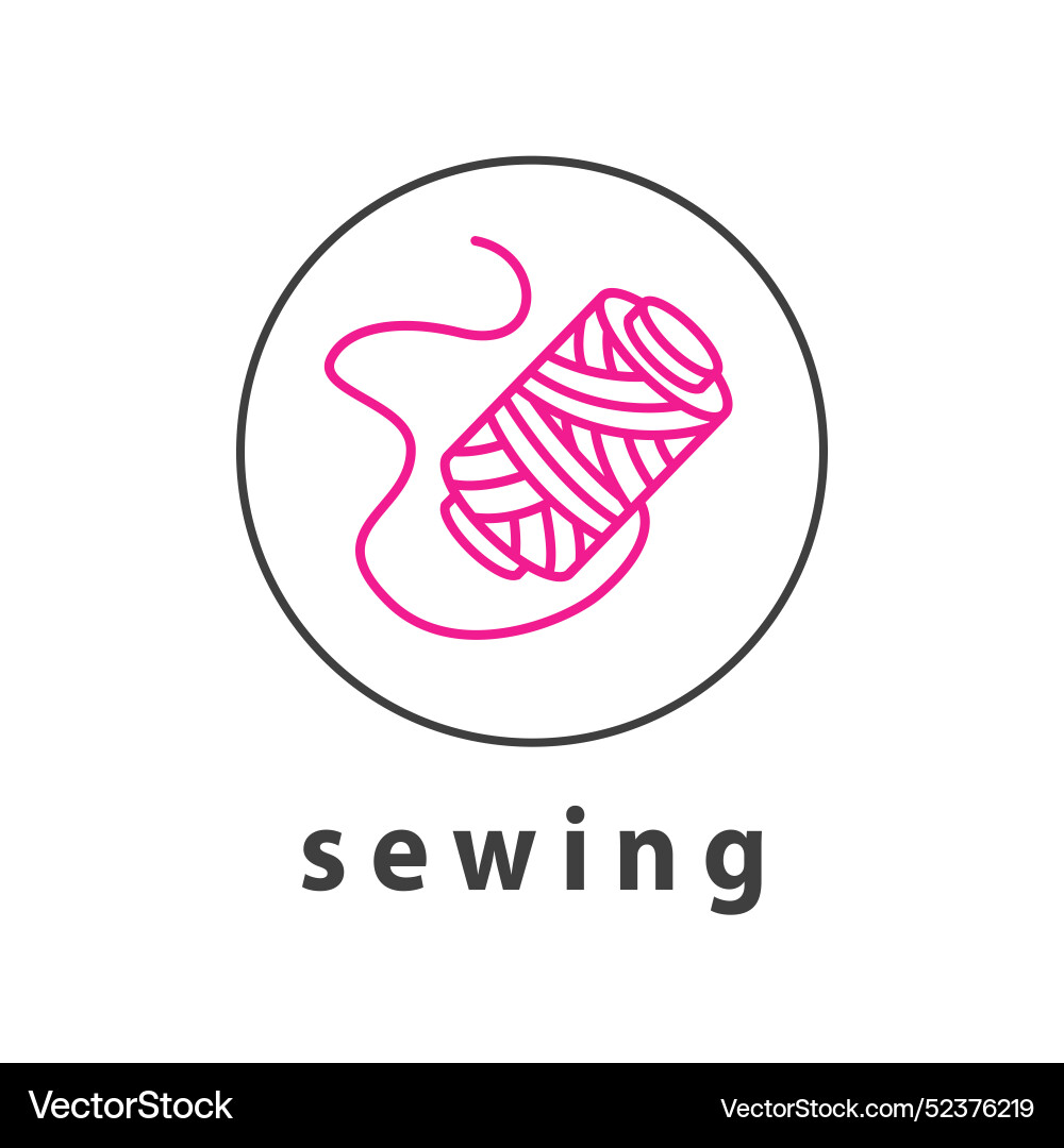 Sewing logo design thread badge Royalty Free Vector Image