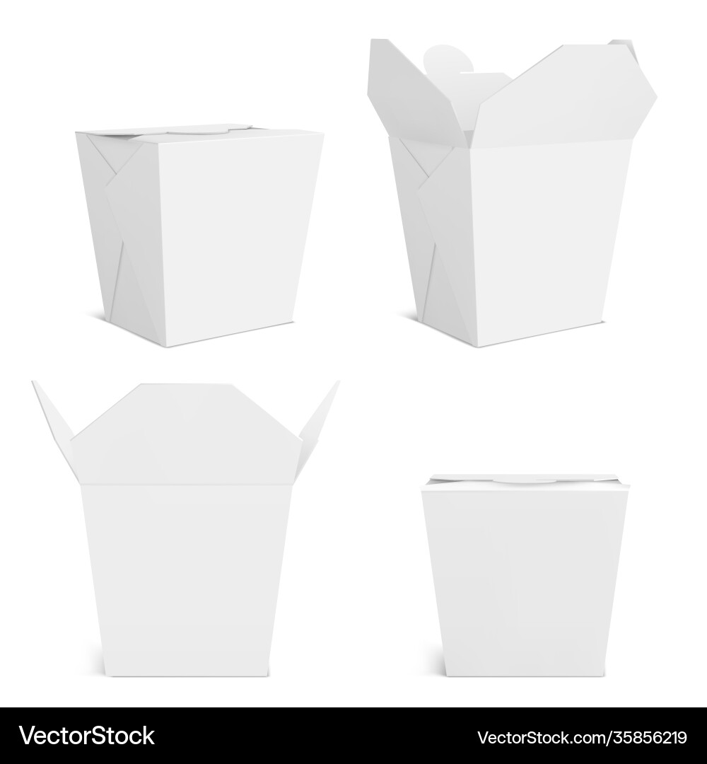 Wok box mockup blank take away food container Vector Image