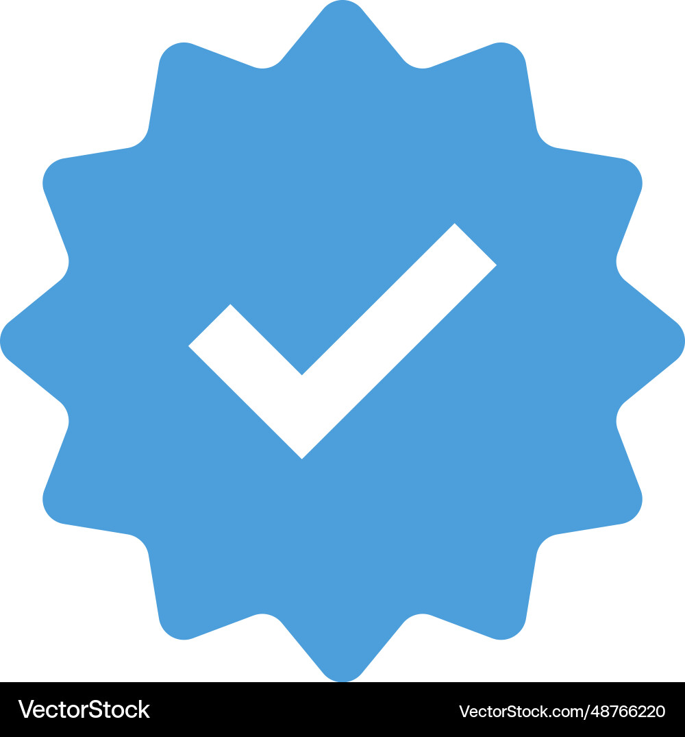 Check mark blue tick verified badge icon Vector Image