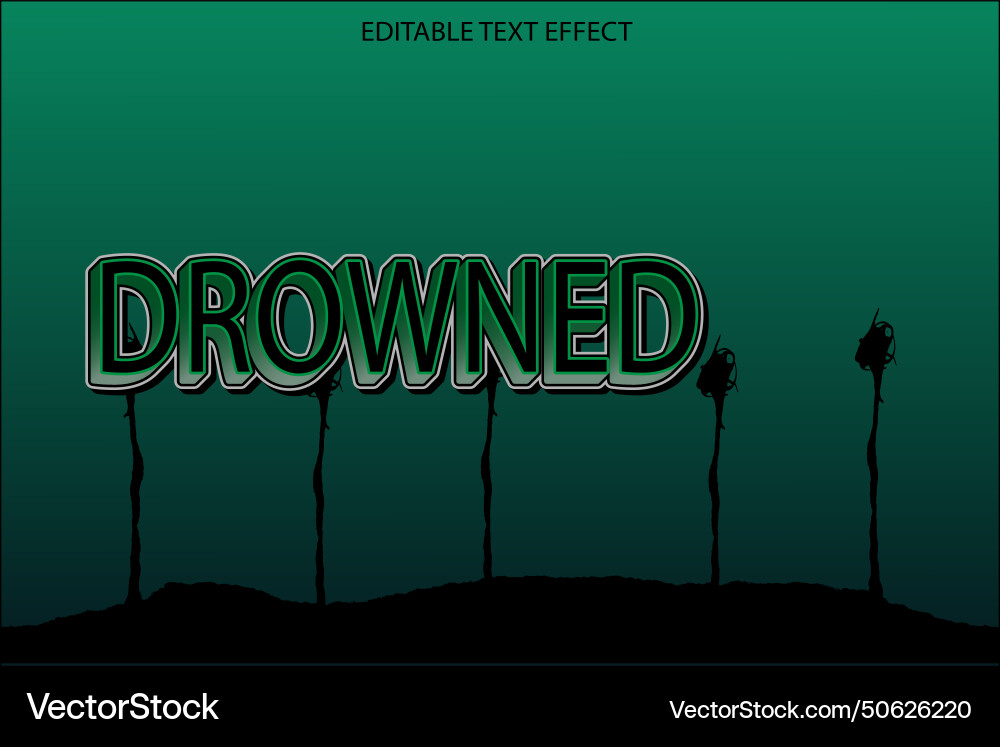Drowned editable text effect 3 dimension emboss Vector Image