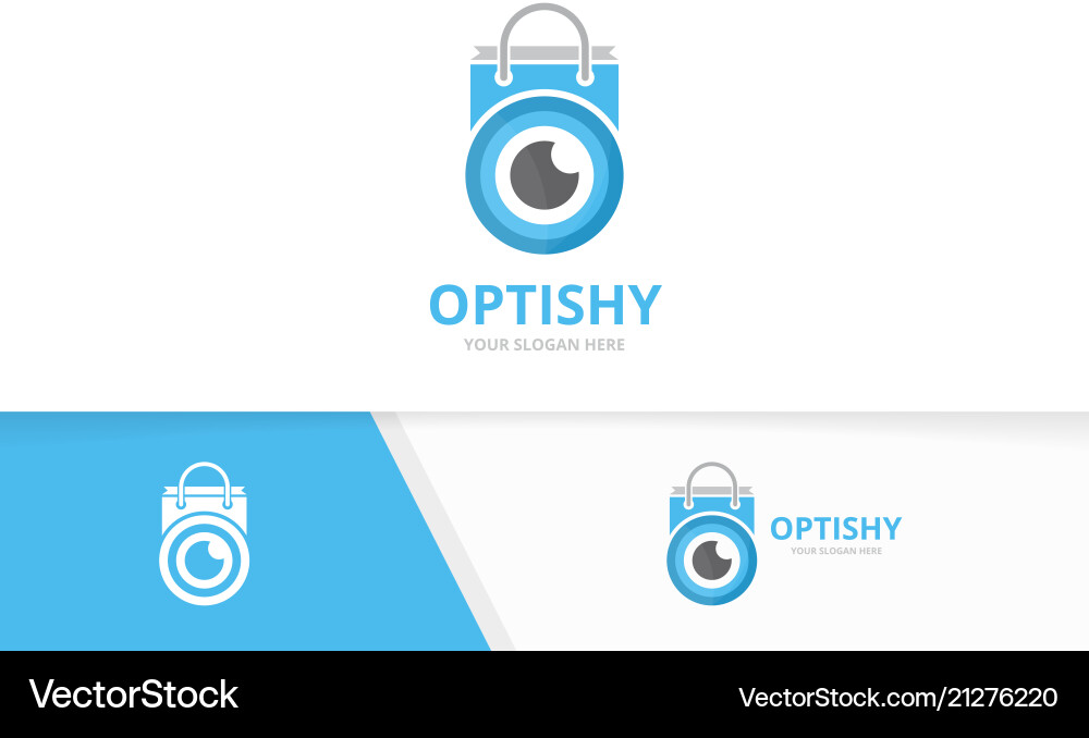 Eye and shop logo combination optic Royalty Free Vector