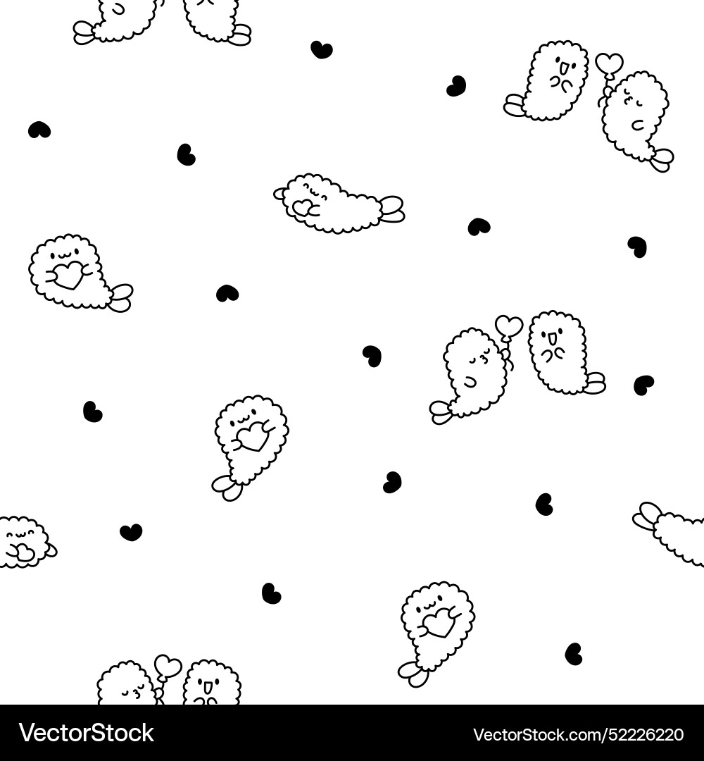 Funny tempura shrimp characters coloring page Vector Image