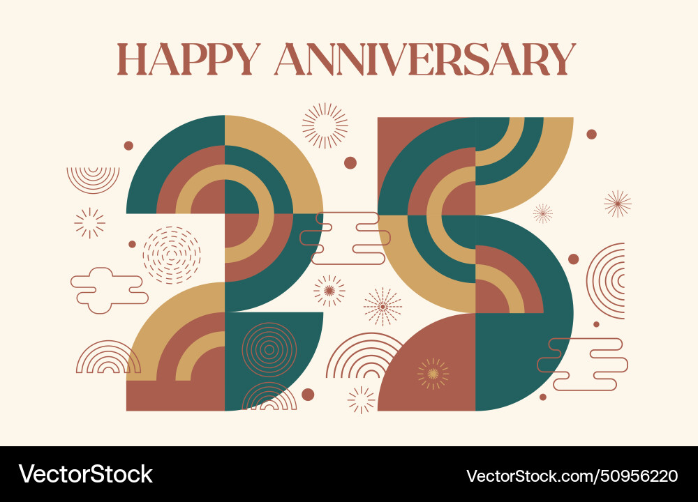 Geometric 25th Anniversary Celebration Royalty Free Vector