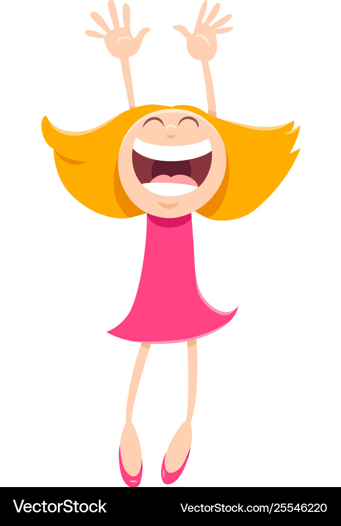 Happy girl cartoon comic character Royalty Free Vector Image
