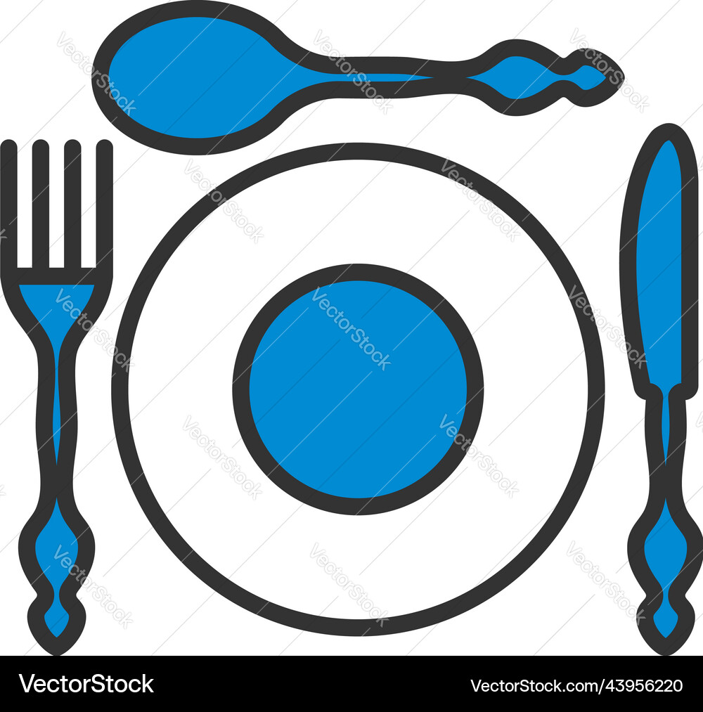 Icon of silverware and plate Royalty Free Vector Image