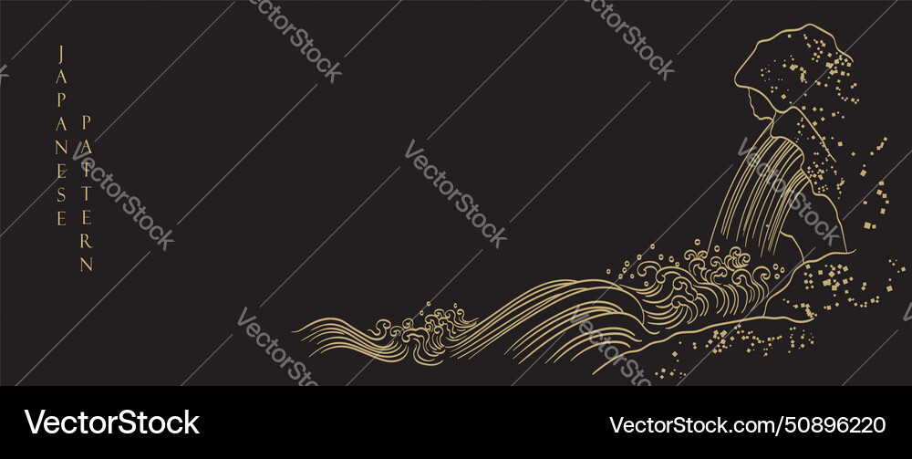Japanese background with hand drawn line wave Vector Image