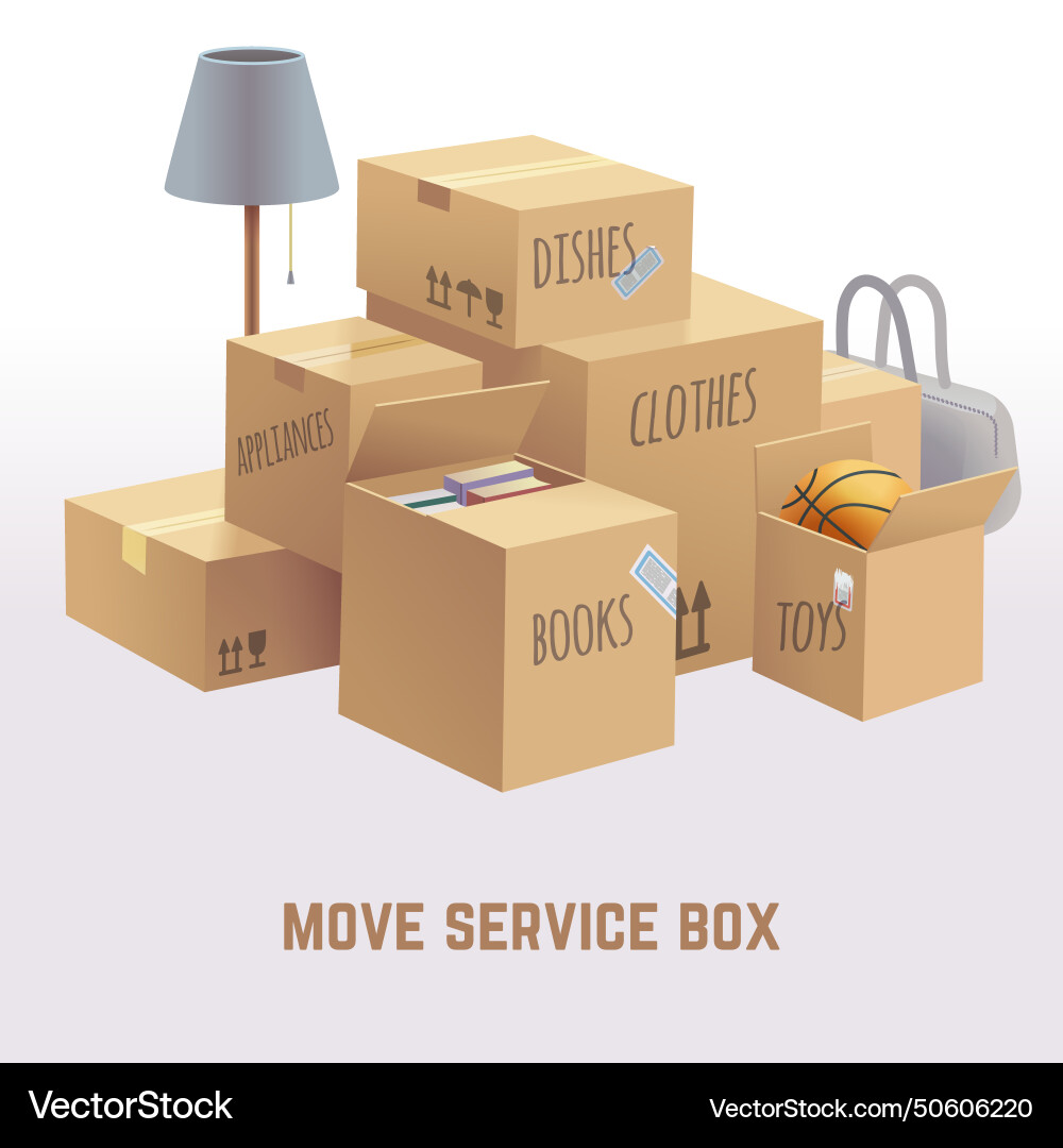 Move service box package cargo concept Royalty Free Vector