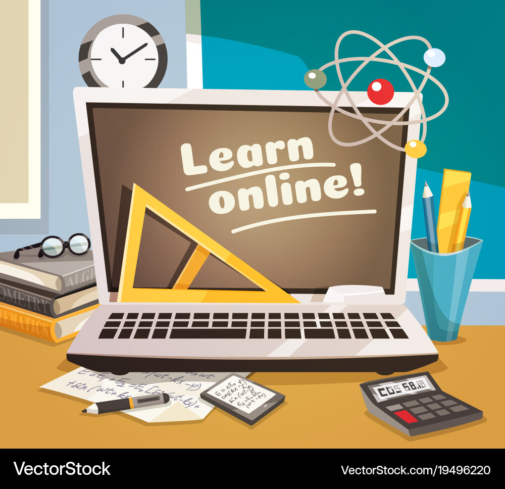 Online learning design concept Royalty Free Vector Image