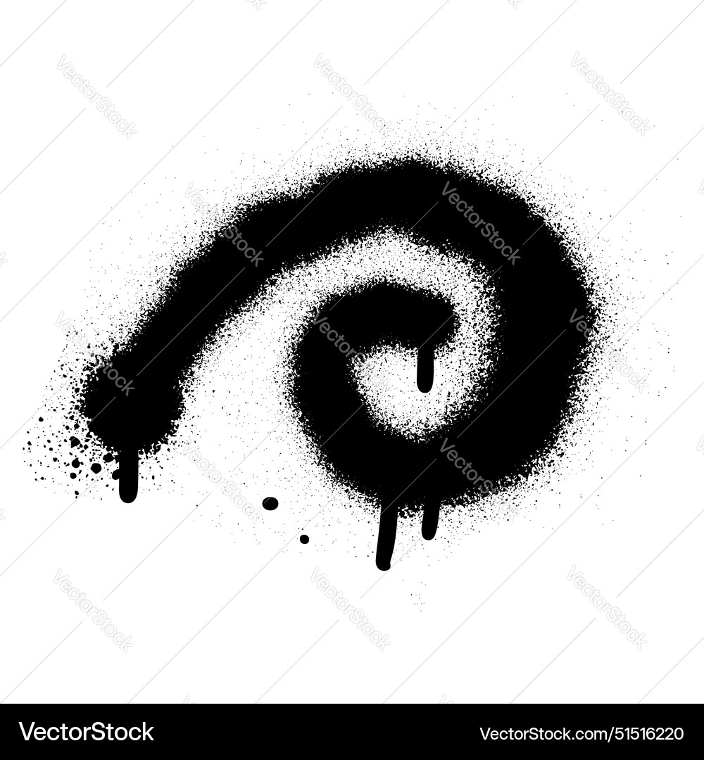 Spray textured graffiti doodle punk shape - swirl Vector Image