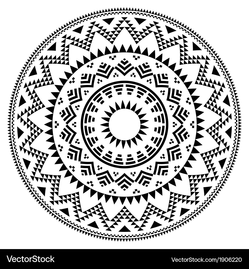 Tribal folk aztec geometric pattern in circle Vector Image