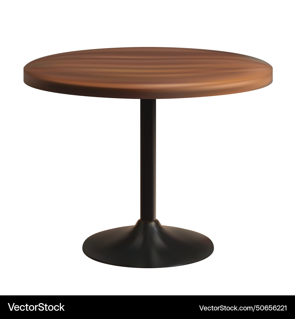 3d round wooden retro table isolated on white Vector Image