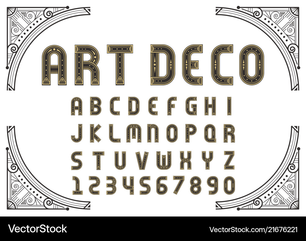 Art Deco Font - 1920s Style Royalty Free Vector Image